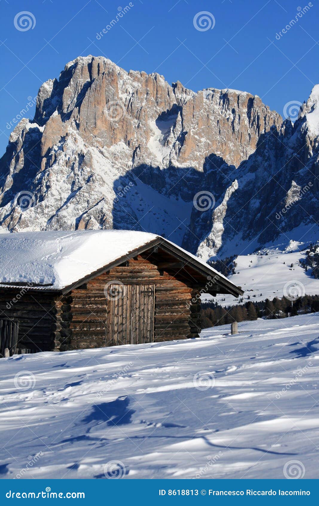 Mountain Landscape, Snow, Chalet Stock Image - Image of cottage, blue ...