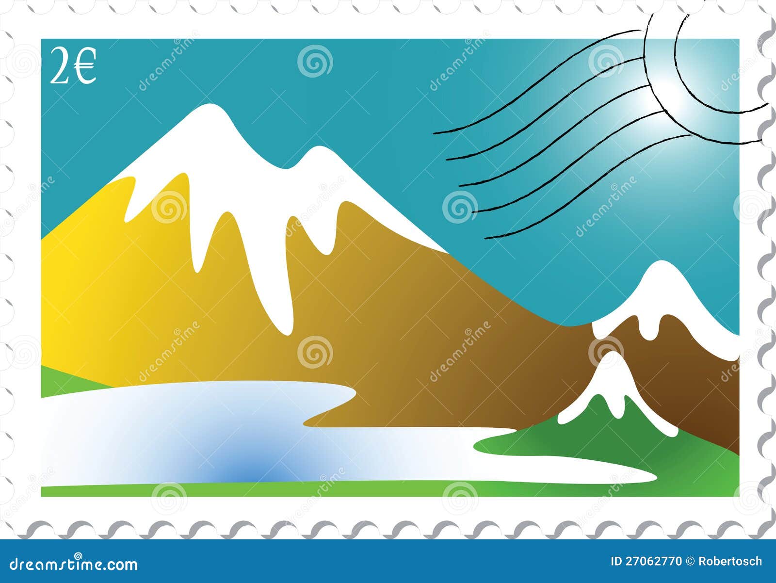 Mountain landscape stamp stock vector. Illustration of nature - 27062770