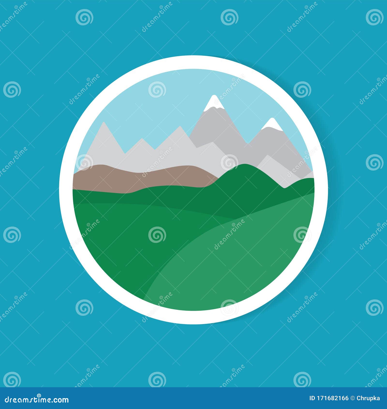 Mountain landscape sticker stock vector. Illustration of graphic ...