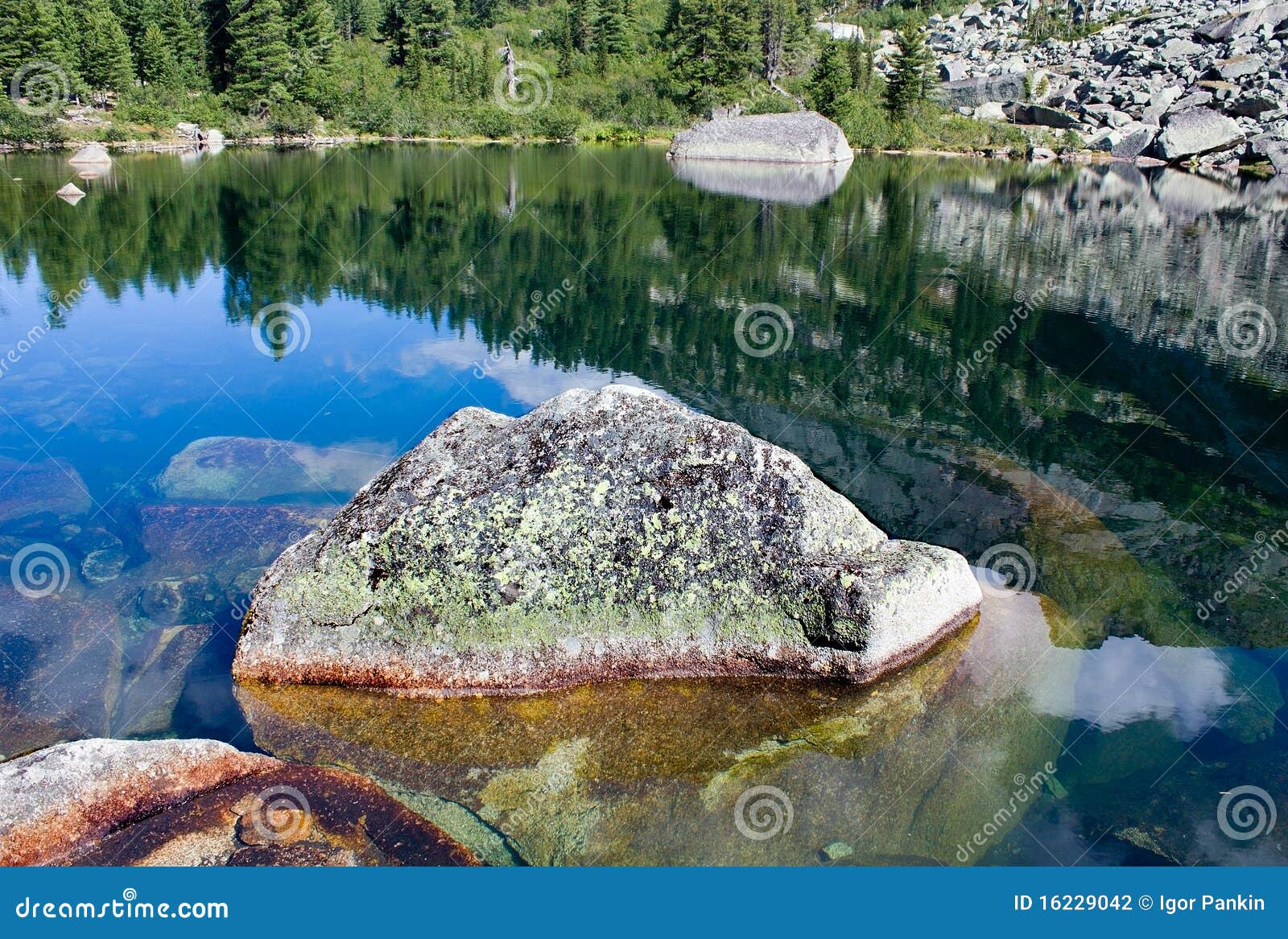 Mountain Landscape. Stone on Lake of Artists Stock Photo - Image of ...