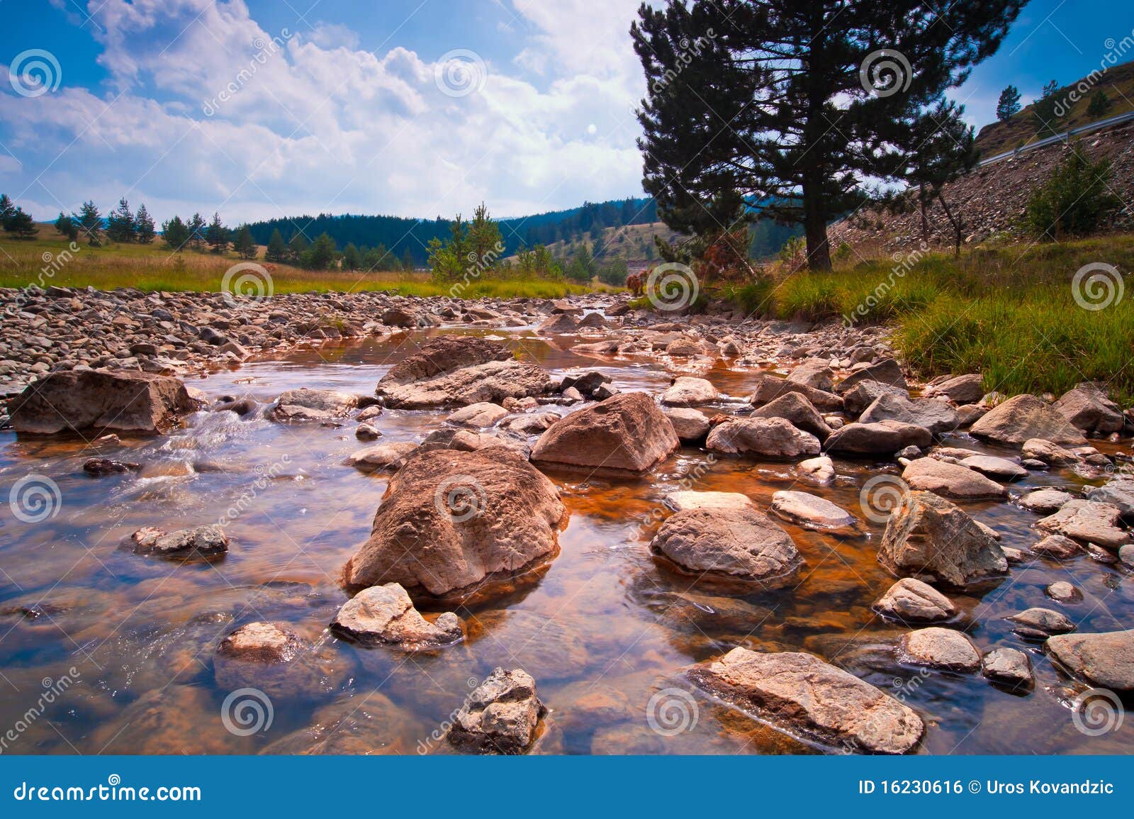 Mountain Landscape in Summer with Rocky River Stock Photo - Image of ...