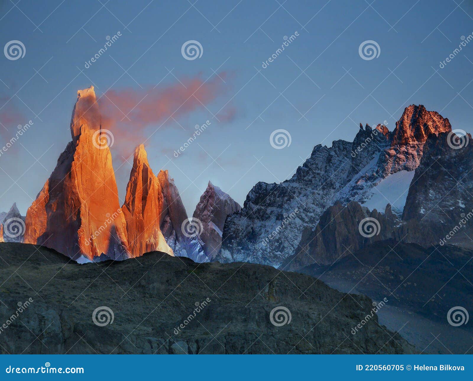 Mountain Landscape Sunset Alpine Scene Stock Image - Image of ...