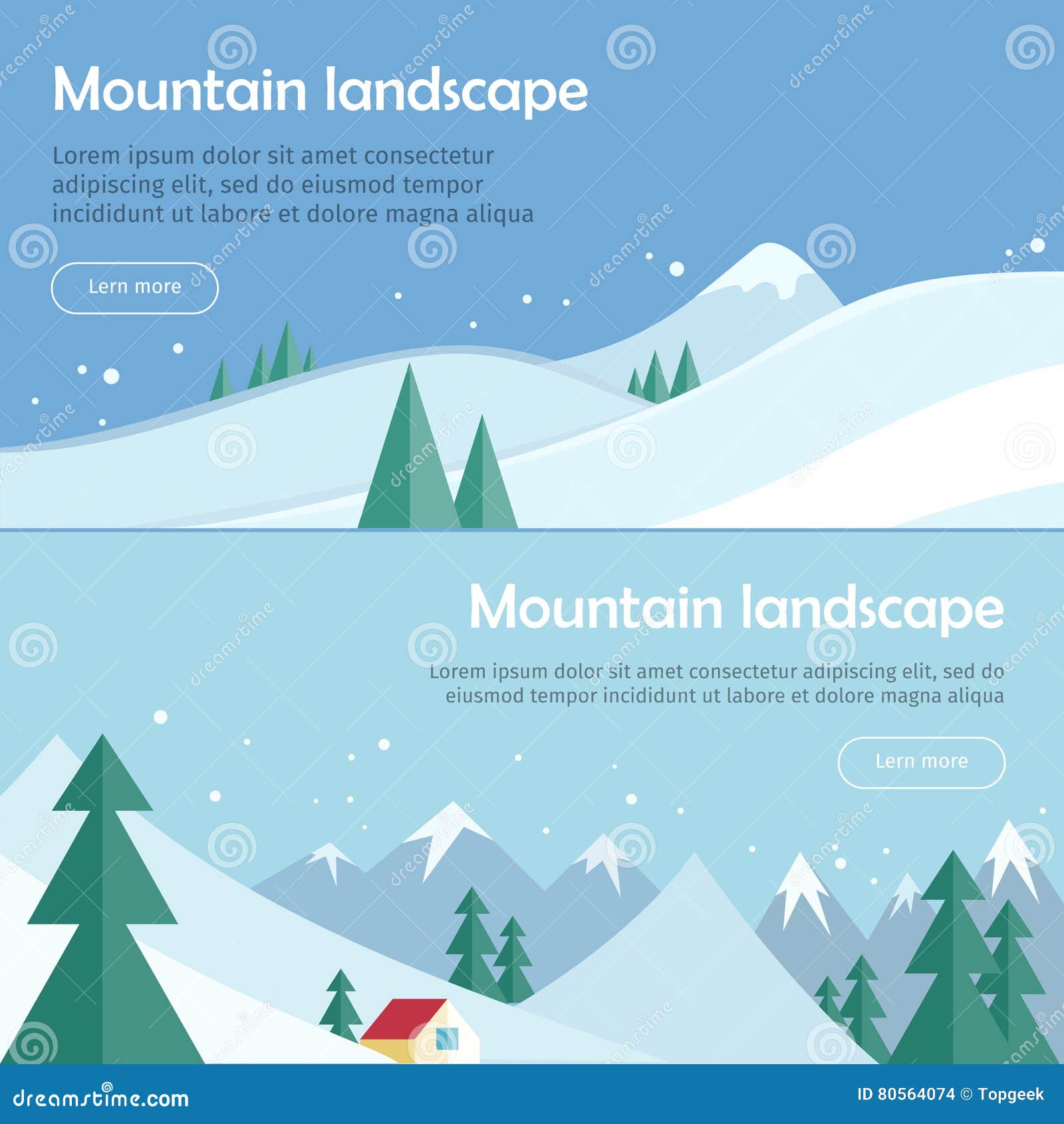 Mountain Landscape Vector Flat Design Web Banners Stock Vector ...