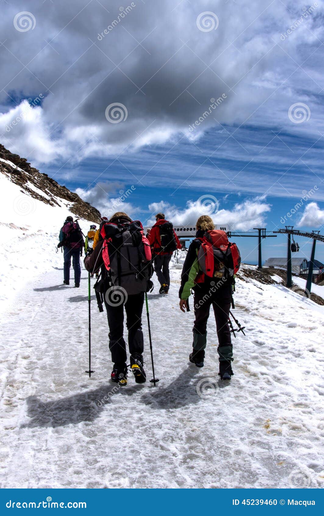 Mountain Landscape with Walkers Editorial Image - Image of people, blue ...