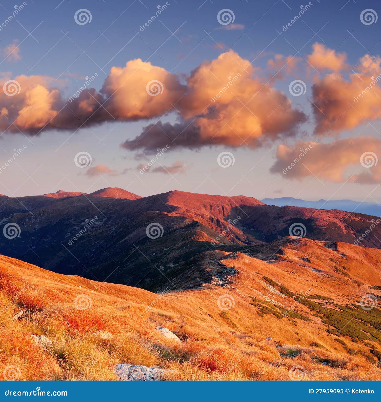 Mountain Landscape in Warm Colors Stock Image - Image of grass, europe ...