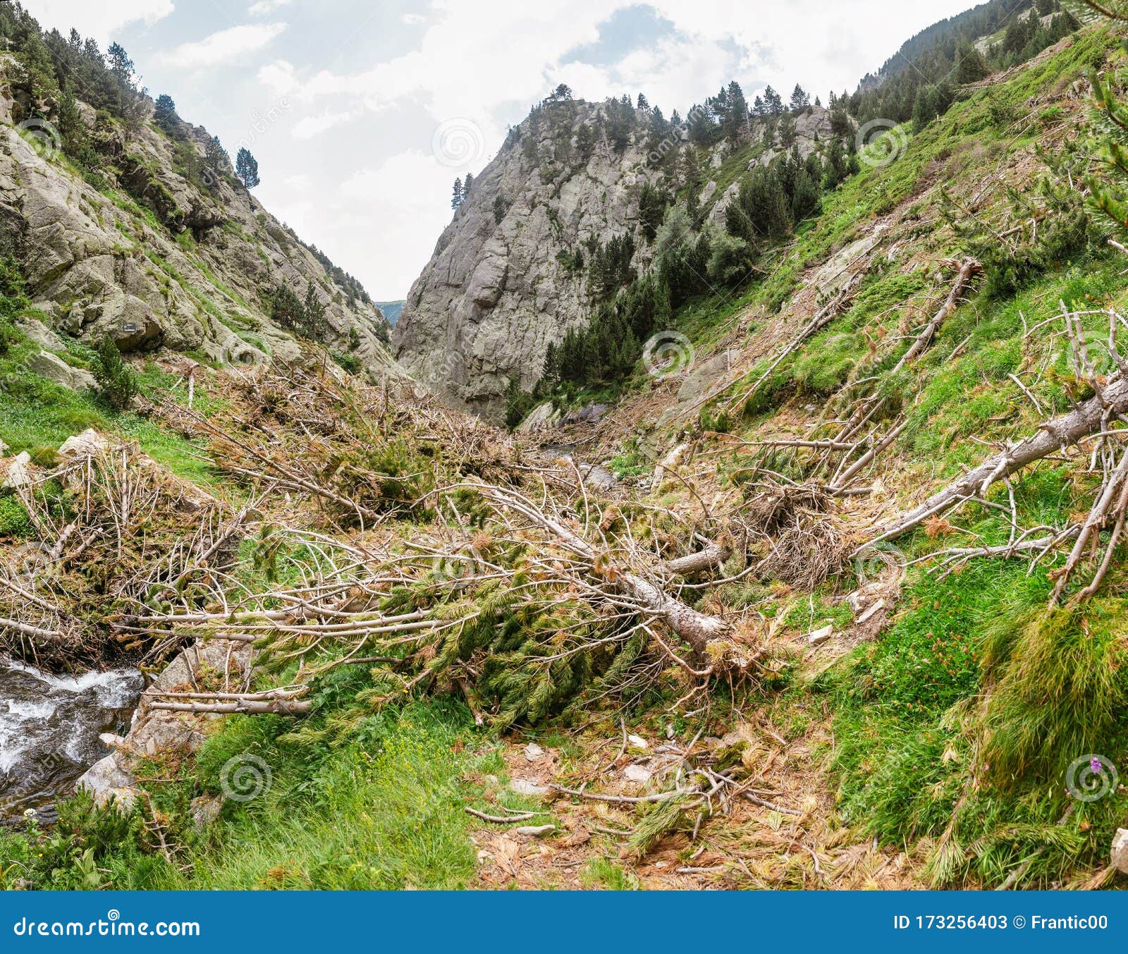 Mountain Landslide In An Environmentally Hazardous Area. Large Crack In ...