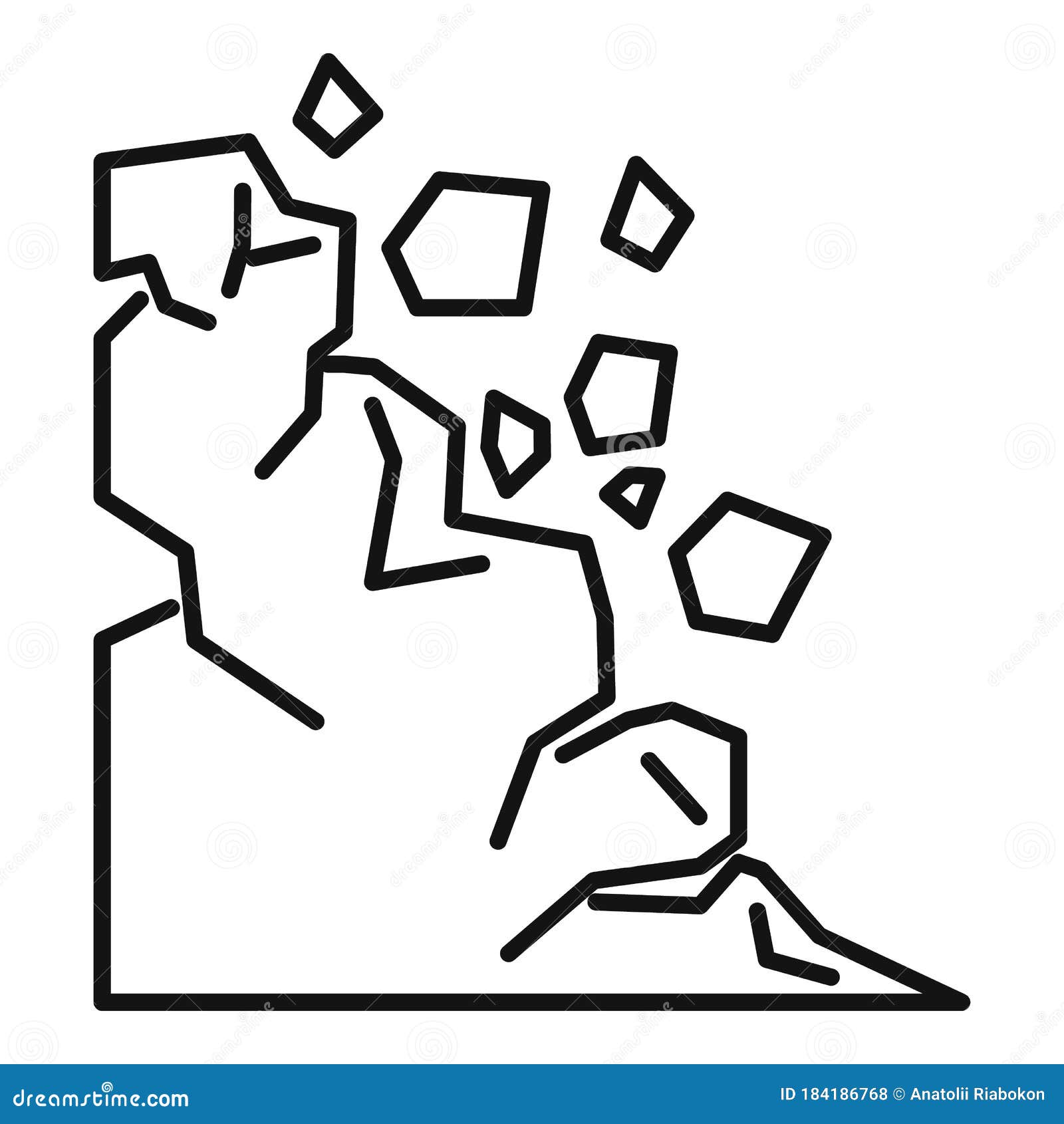 Landslide As Mountain Or Cliff Collapse Geological Structure Outline ...