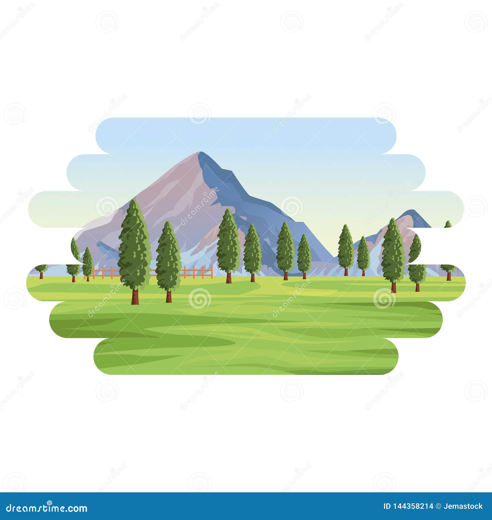 Mountain Lanscape with Trees Stock Vector - Illustration of high, scene ...