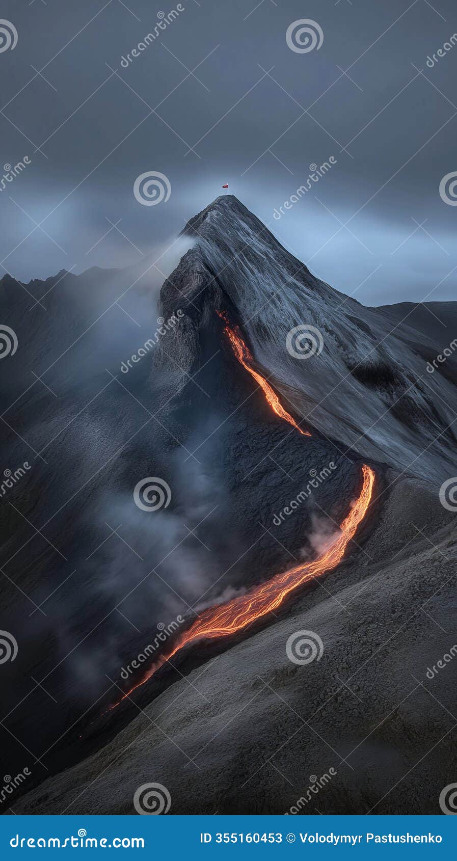 A Mountain with Lava Flowing Out of it S Mouth Stock Image - Image of ...