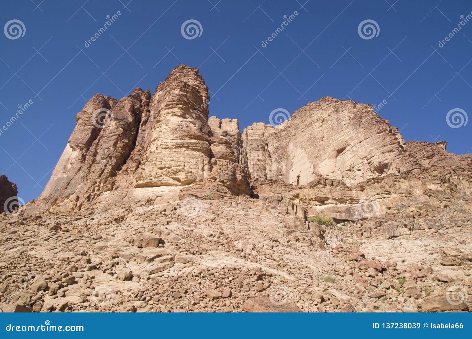 Mountain of Lawrence Spring in Wadi Rum Desert , Jordan Stock Image ...