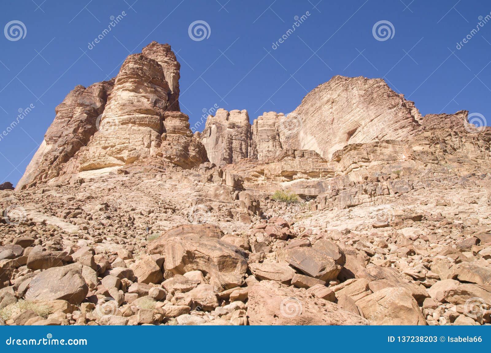 Mountain of Lawrence Spring in Wadi Rum Desert , Jordan Stock Image ...