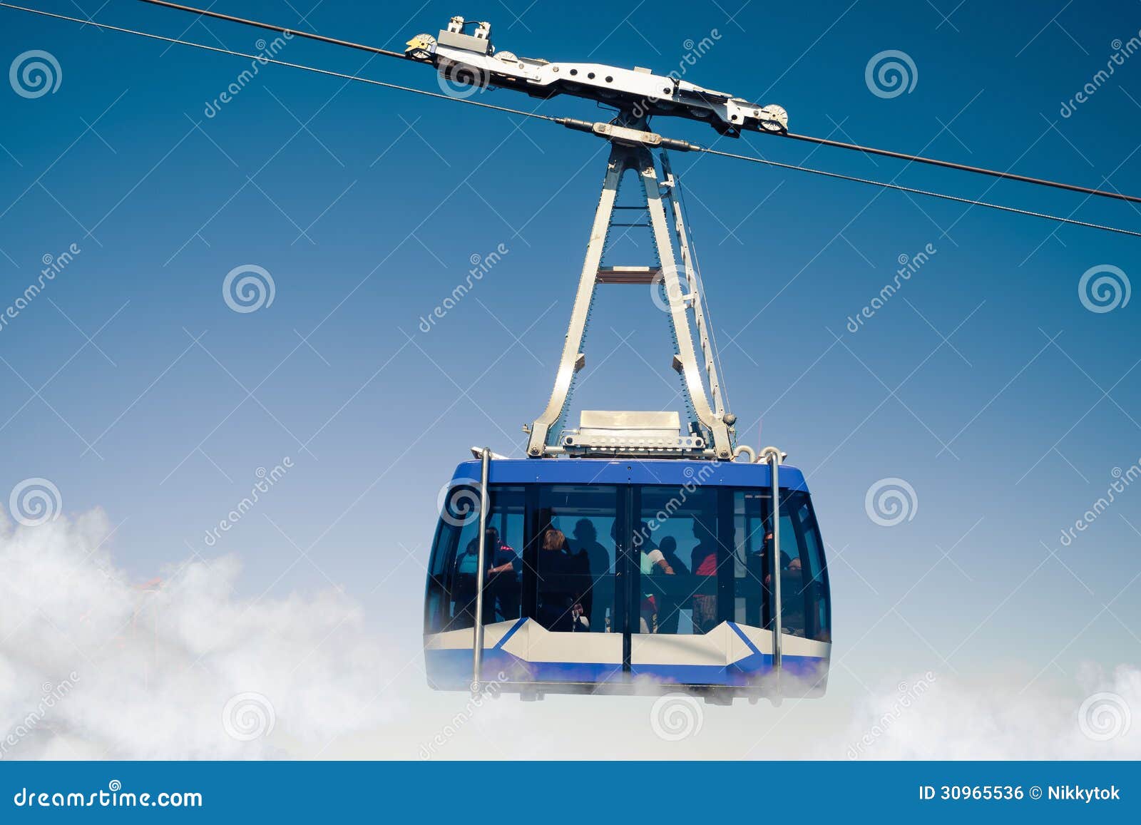 Mountain Lift (funicular) Above the Clouds Stock Photo - Image of ...