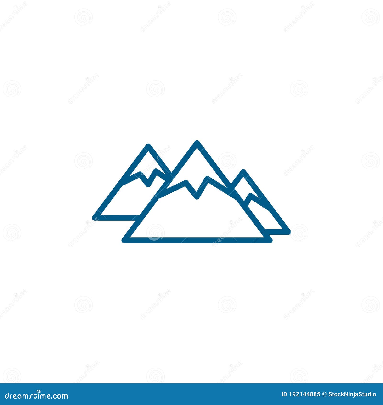 Mountain Line Blue Icon on White Background. Blue Flat Style Vector ...