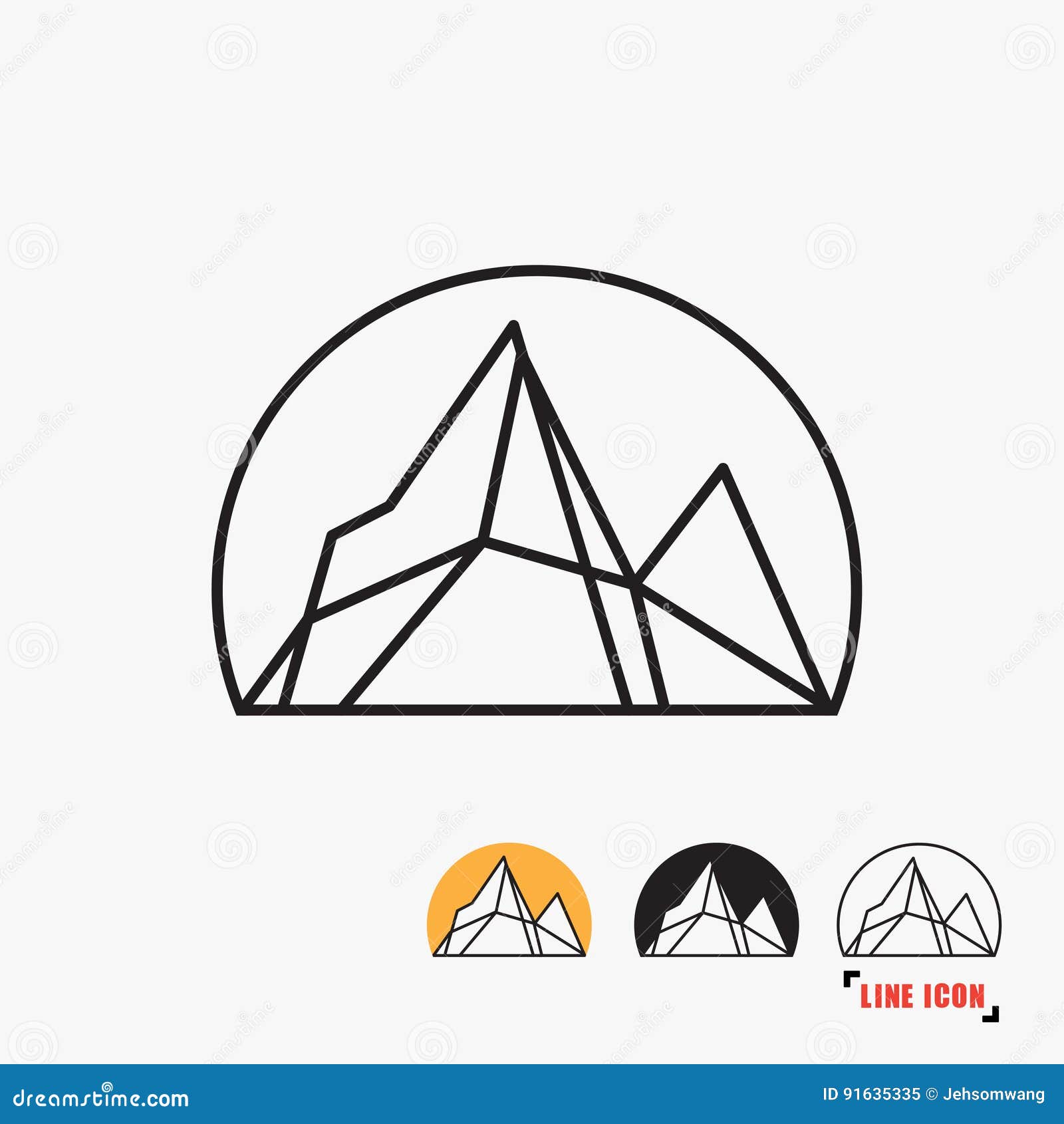 Mountain line icon stock vector. Illustration of peak - 91635335
