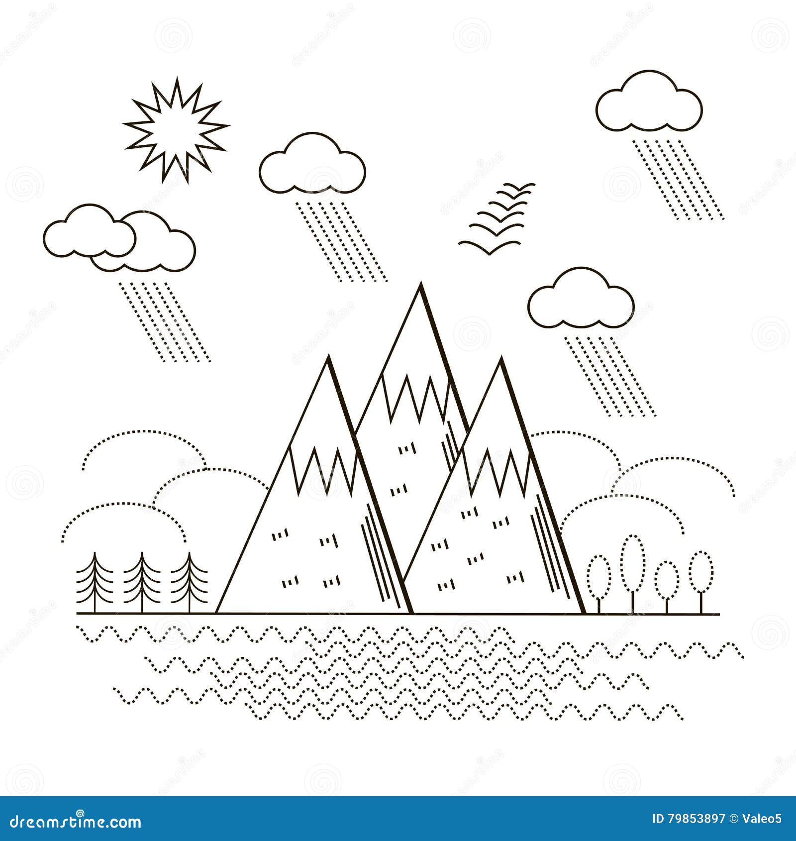 Mountain Linear Background. Stock Vector - Illustration of concept ...