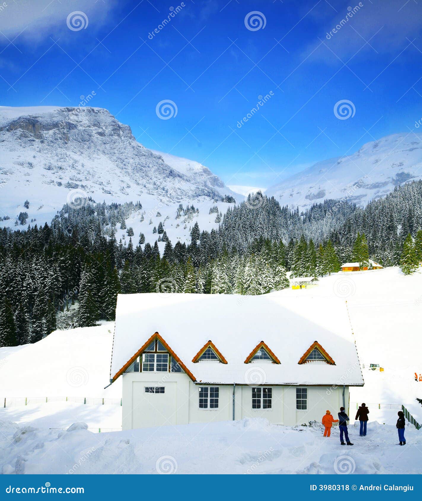 Mountain Lodge in Winter Snow Stock Photo - Image of cabin, landscape ...