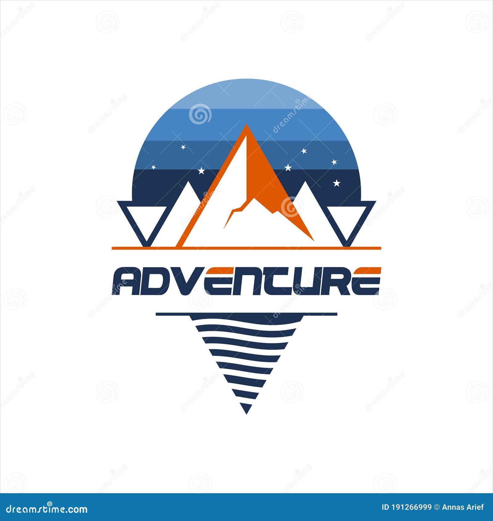 Mountain Logo Simple River Creek and Compass Sky Stock Vector ...