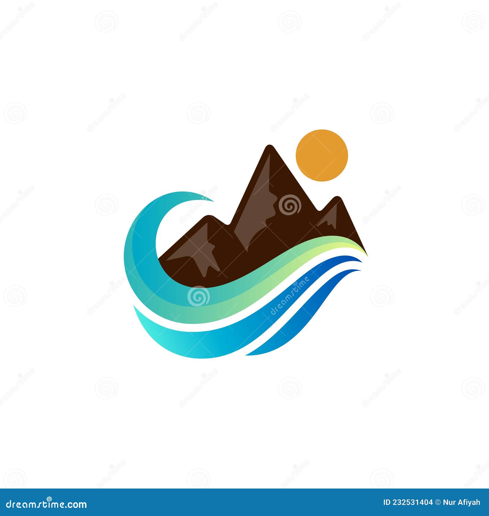 Mountain Logo with Water Wave Design Template , Stock Vector ...