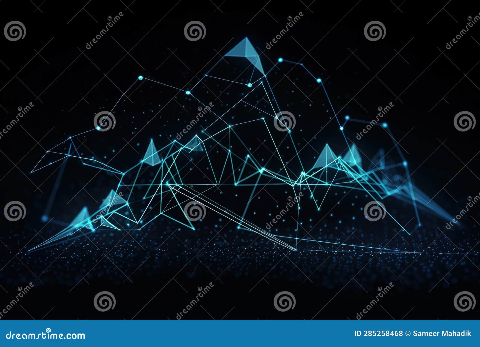 Mountain Look-a-like Graph in Blue Lines and Black Background ...