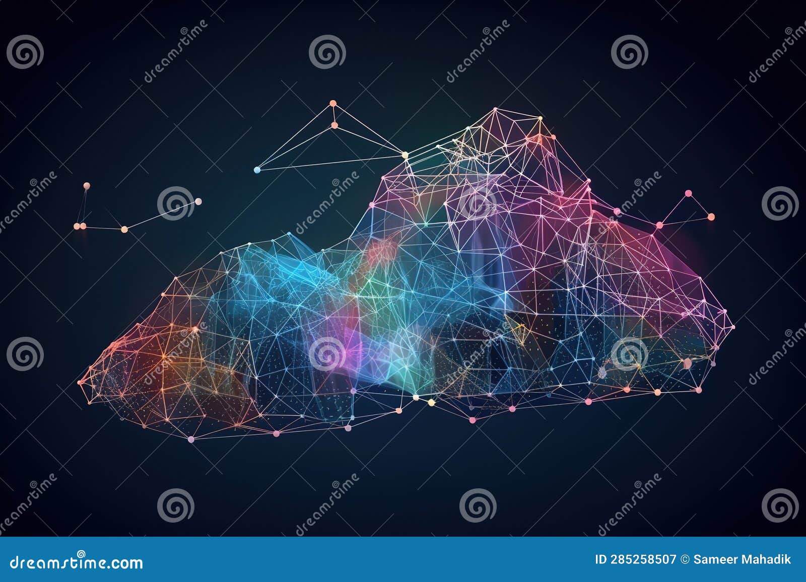 Mountain Look-a-like Graph in Colourful Lines and Black Background ...