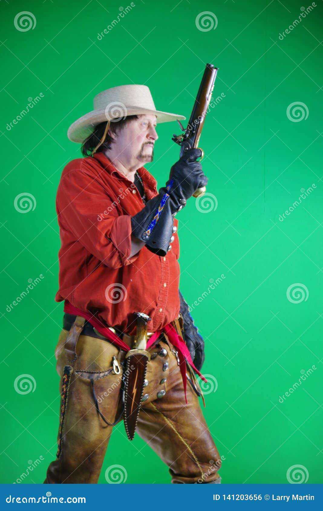 Mountain Man with Muzzle Loader Pistol Stock Photo - Image of 1873 ...