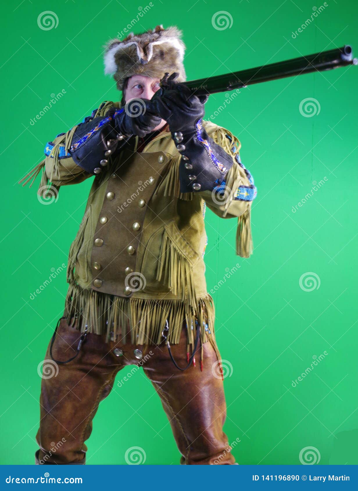 Mountain Man with Muzzle Loader Rifle Stock Photo - Image of casual ...