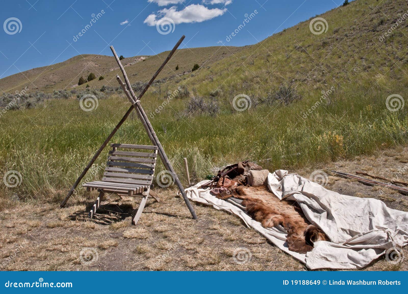 Mountain Man s Camp stock image. Image of blanket, mountains - 19188649