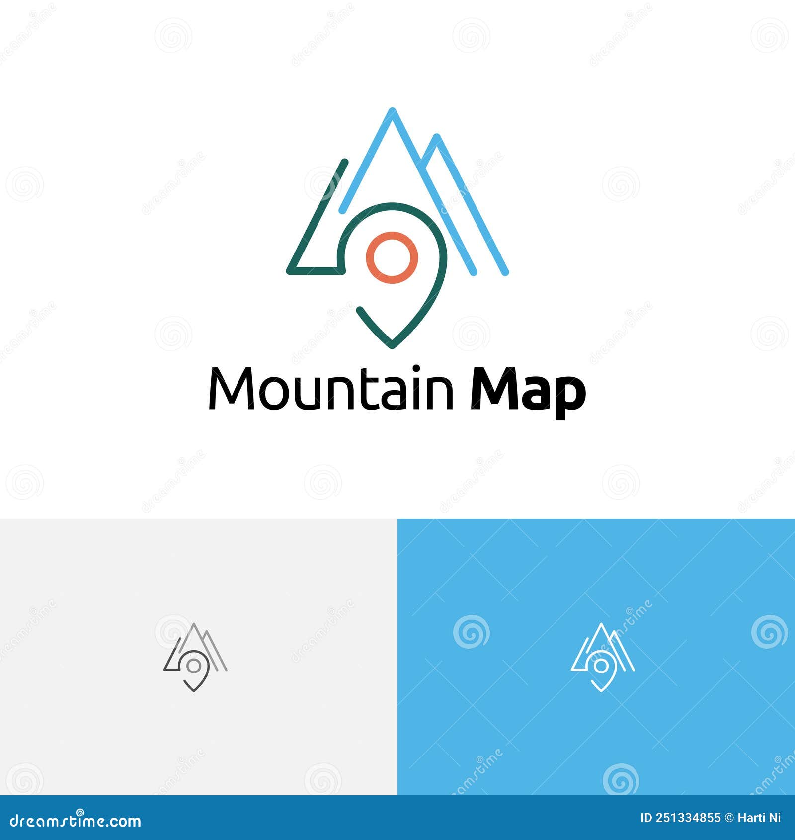 Mountain Map Location Nature Explore Adventure Simple Line Logo Stock ...