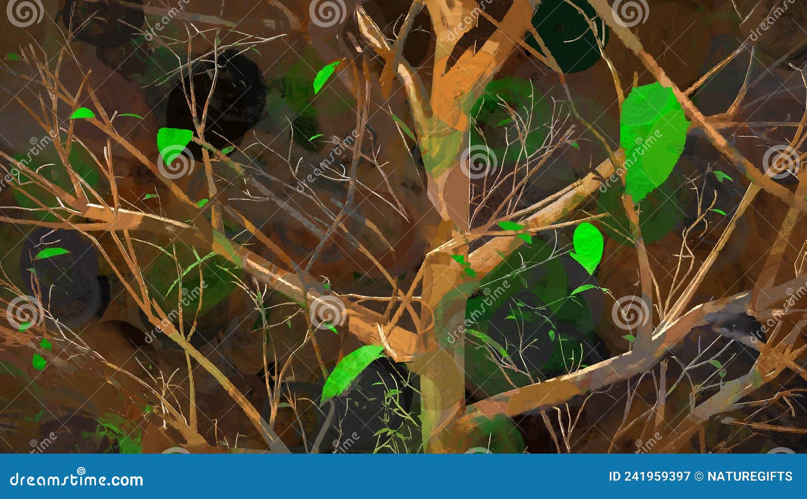 Mountain Maple Tree Botanical Digital Stock Image - Image of background ...