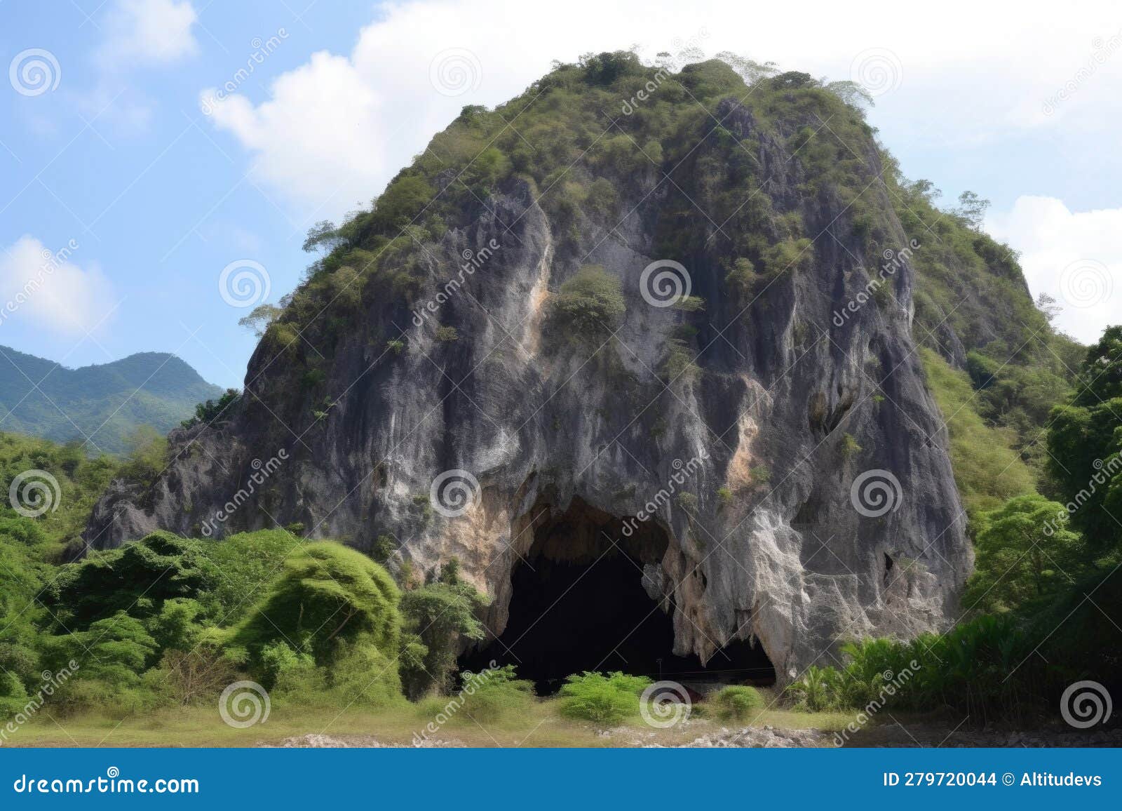 Mountain with Massive Cave-in, Exposing the Rock and Mineral Formations ...