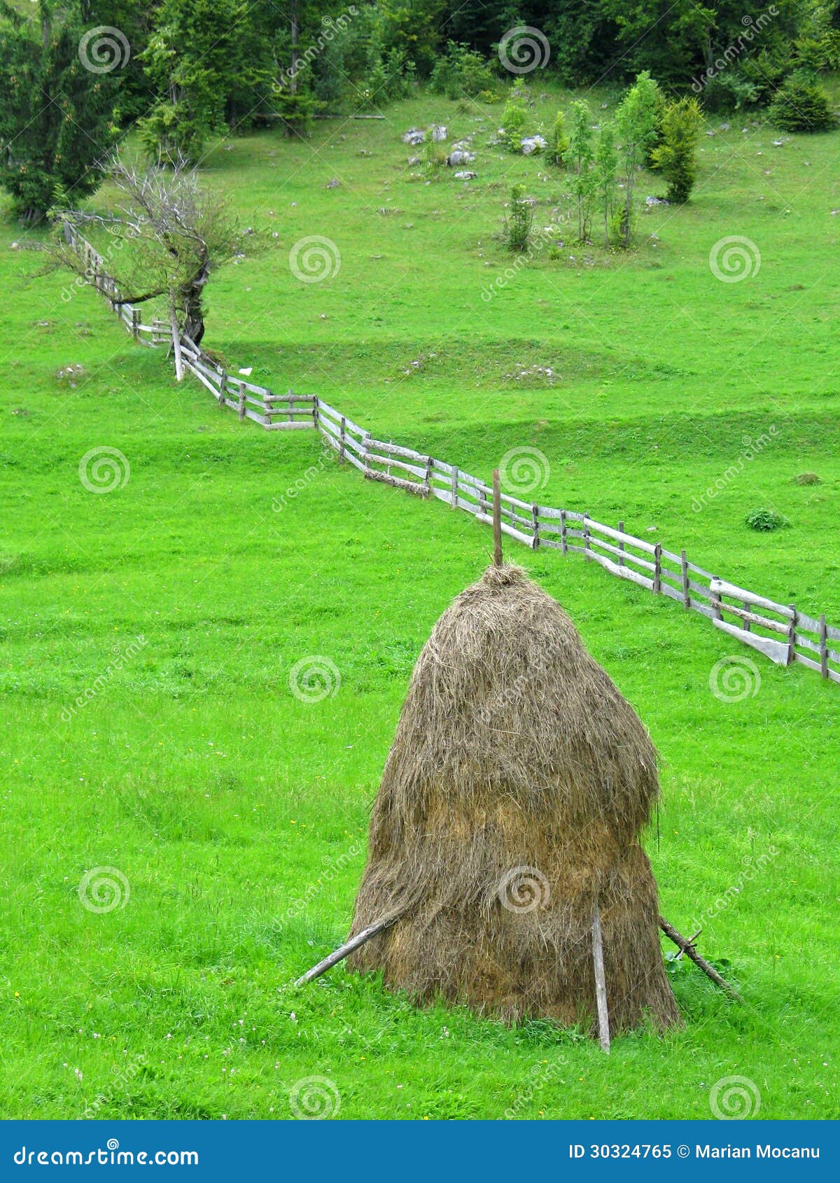Mountain meadow stock image. Image of fence, mountain - 30324765