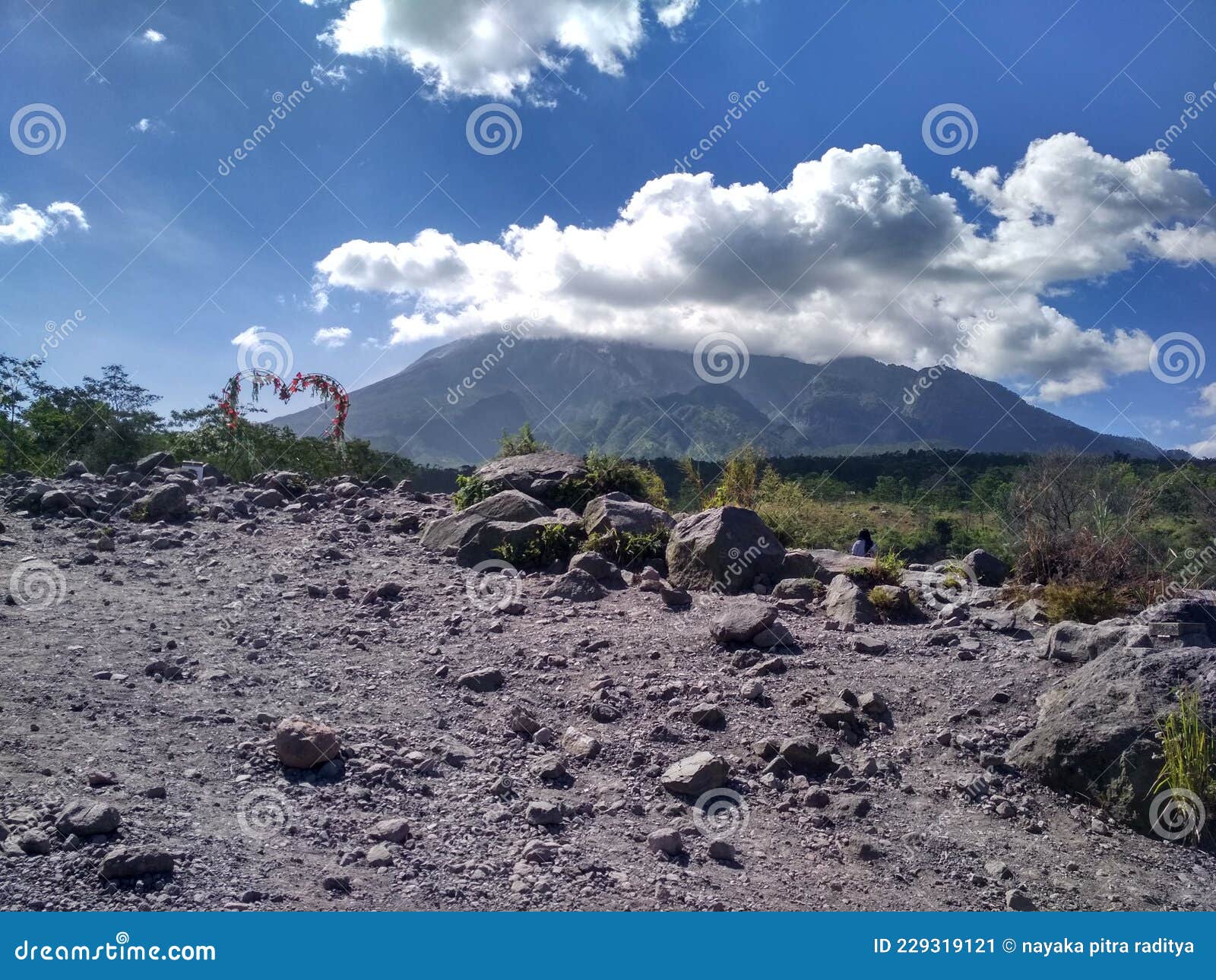 Mountain Merapi in Jogjakarta Stock Image - Image of mountain, clouds ...