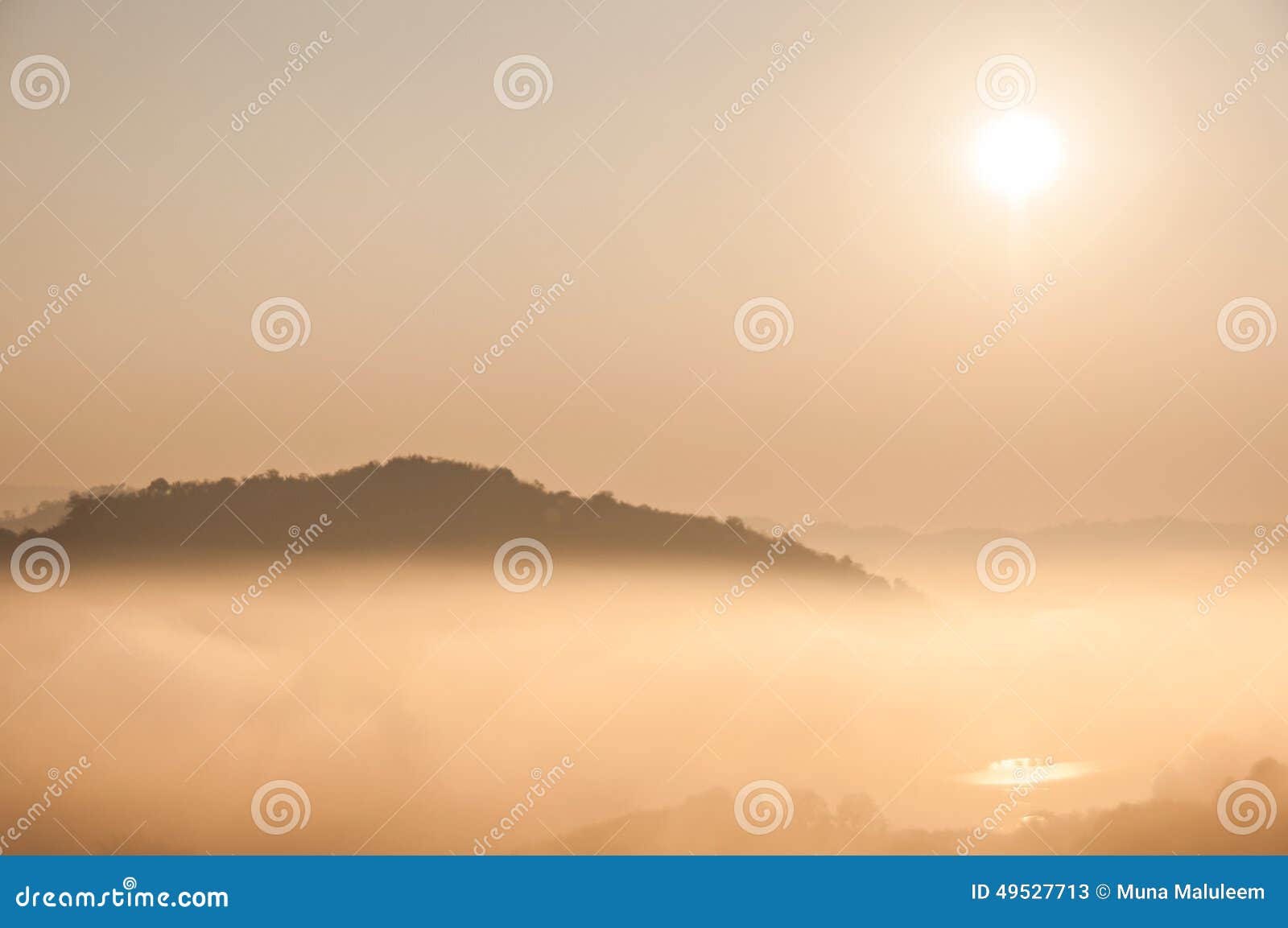 Mountain and Mist at Sunrise Stock Image - Image of country, beauty ...
