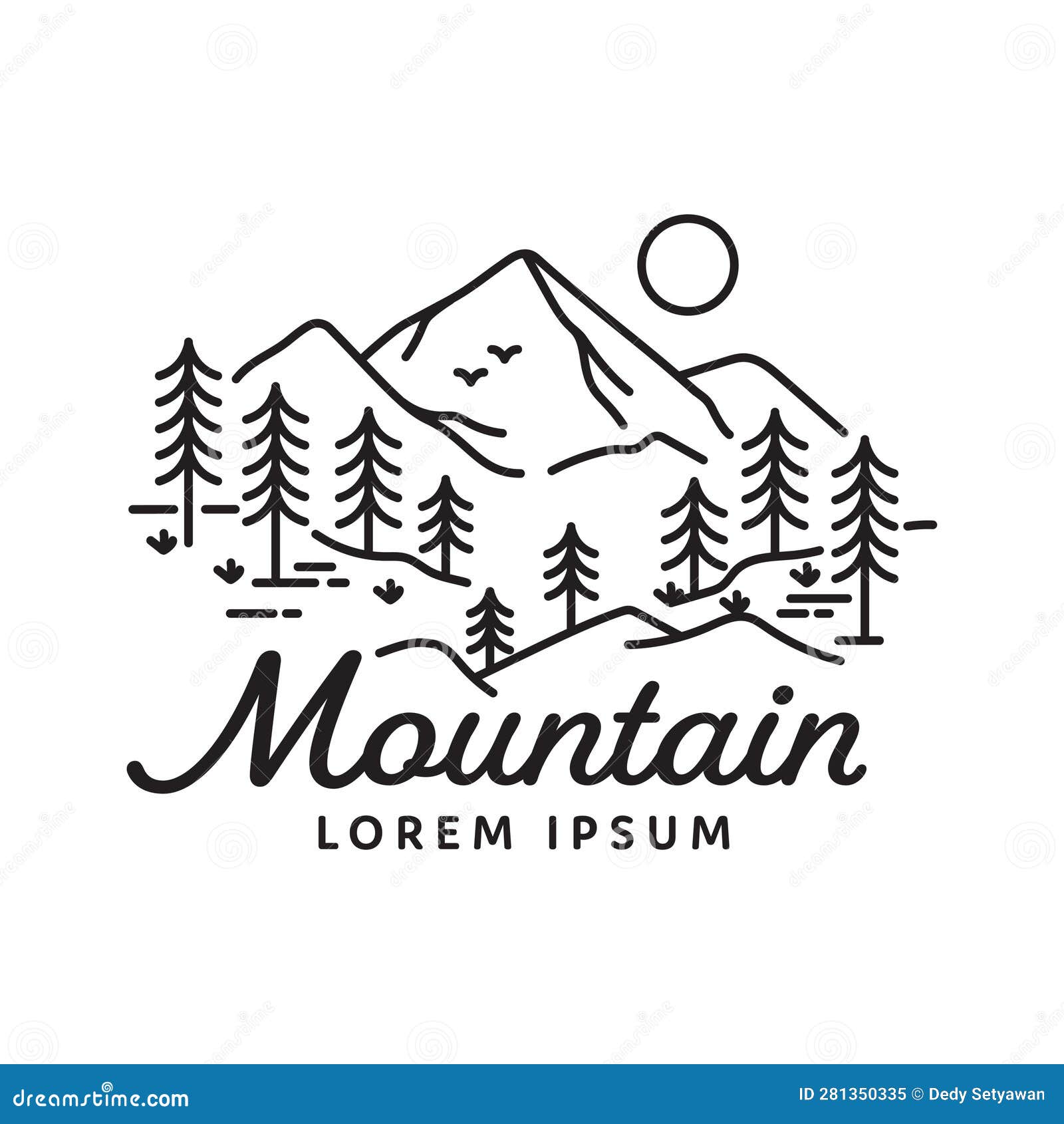 Mountain Monoline Logo Design Stock Vector - Illustration of emblem ...