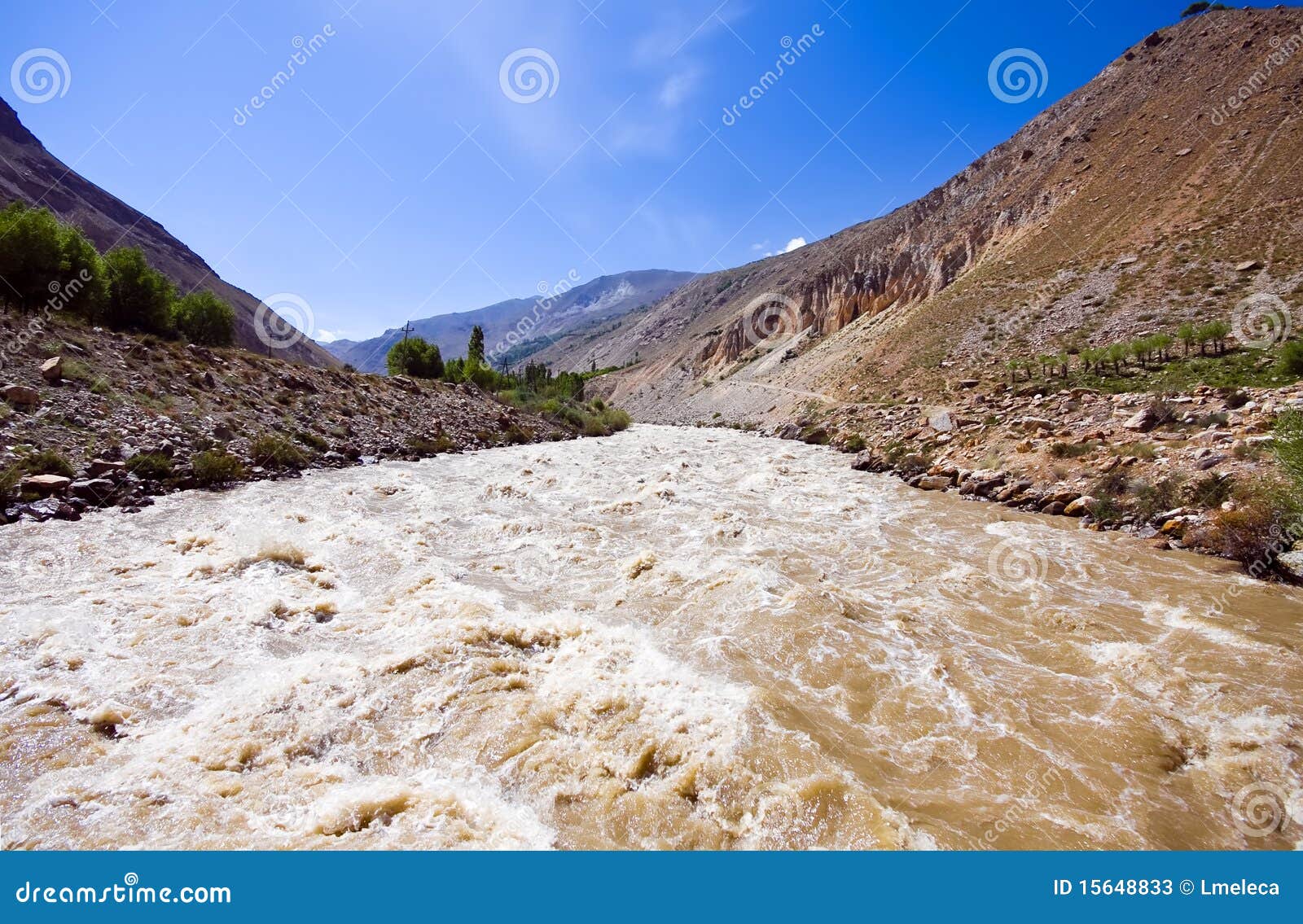 Mountain Muddy River Under Blue Sky Stock Image - Image of exploration ...