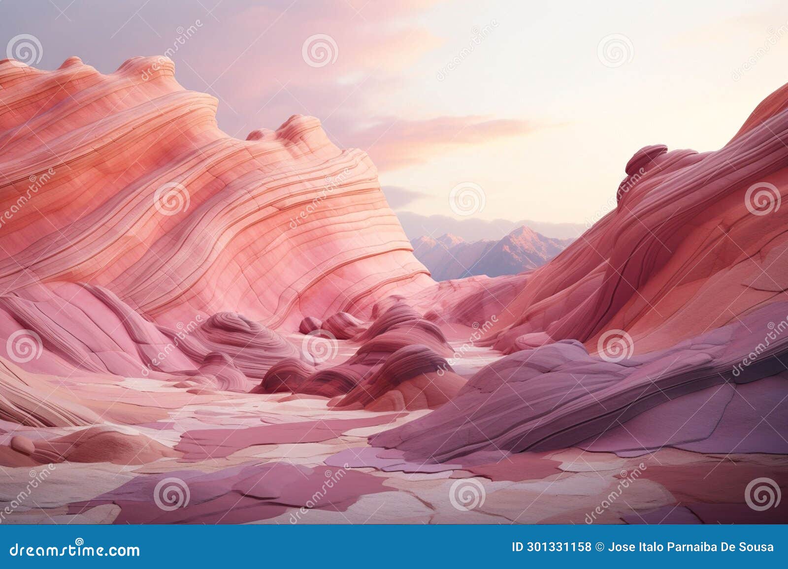 Mountain Mural Rock Formations Painted with Pink Stock Illustration ...