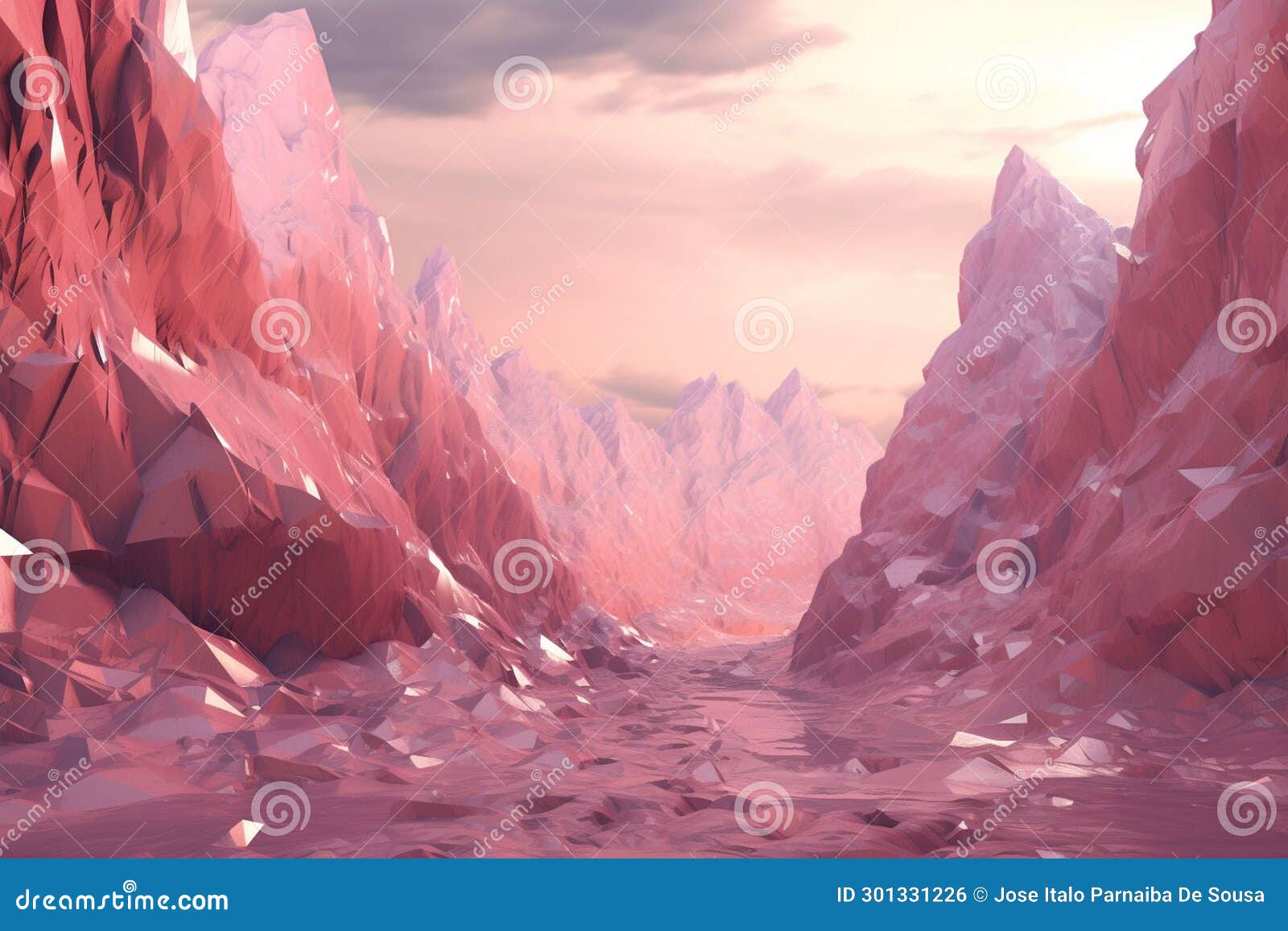 Mountain Mural Rock Formations Painted with Pink Stock Illustration ...