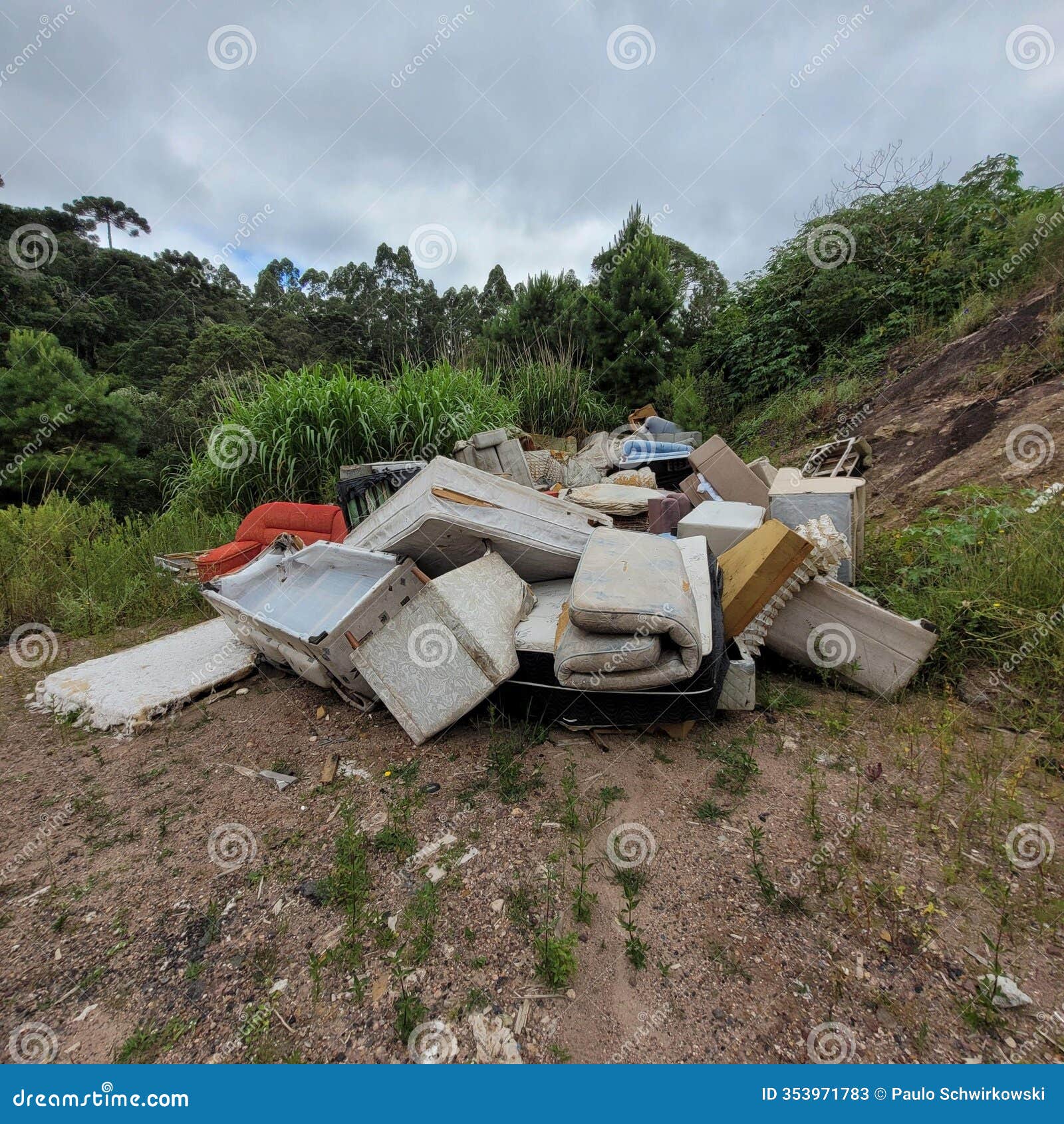 Mountain of Old Sofas and Mattresses Stock Image - Image of ...