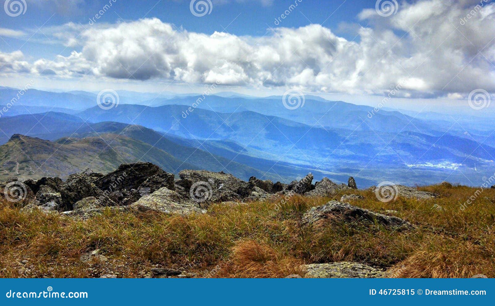 Mountain Open Space Blue Sky Hiking Stock Image - Image of back, shrub ...