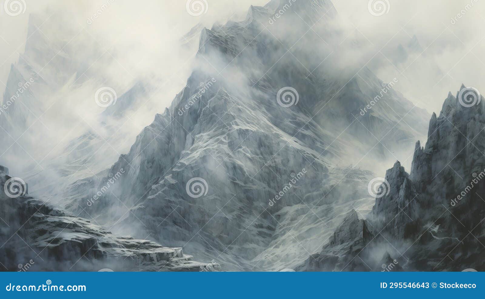 Mountain Painting: Realistic Hyper-detailed Rendering by Alan Lee Stock ...