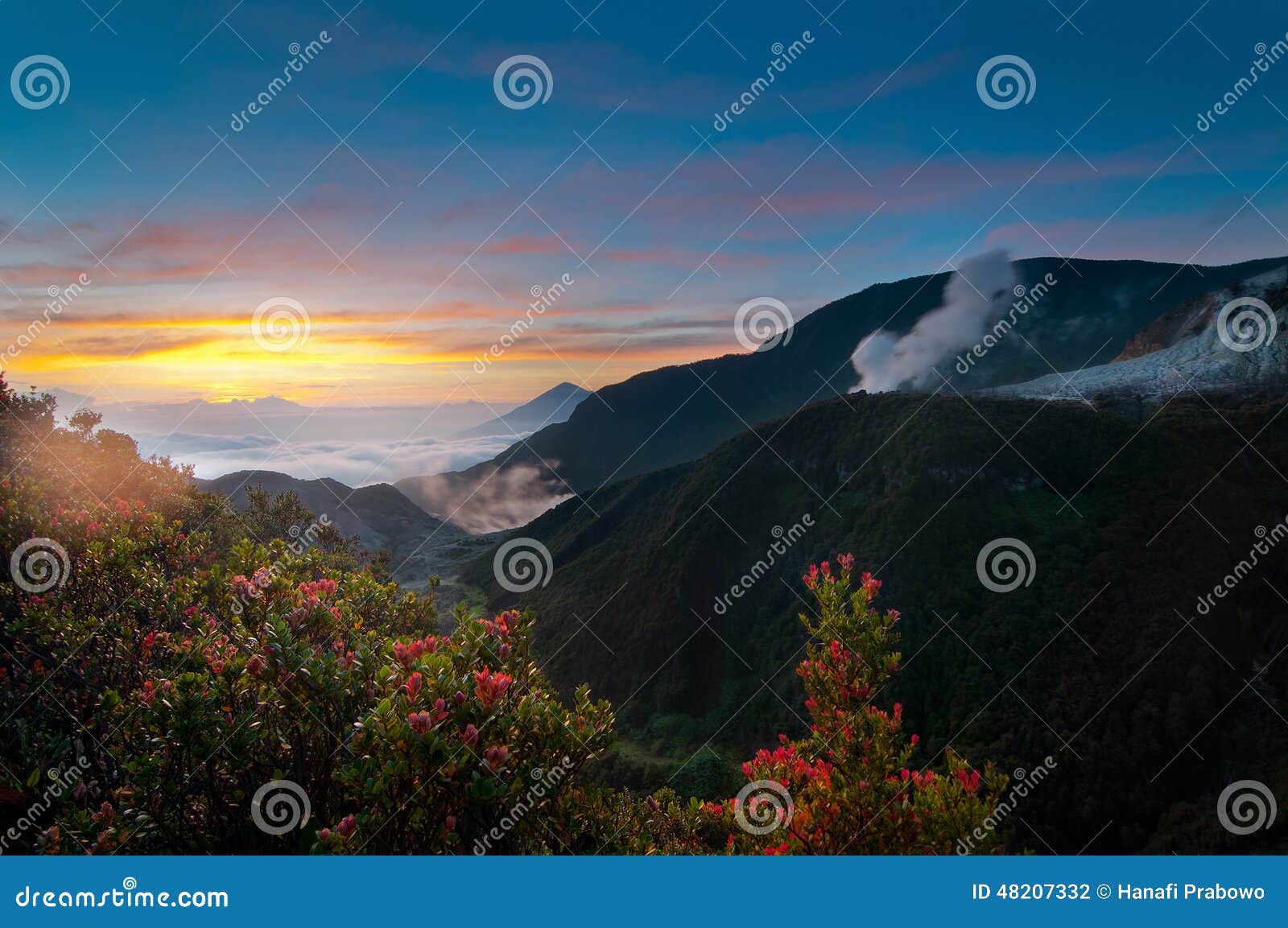 Mountain Papandayan Sunrise View, West Java Indonesia Stock Photo ...