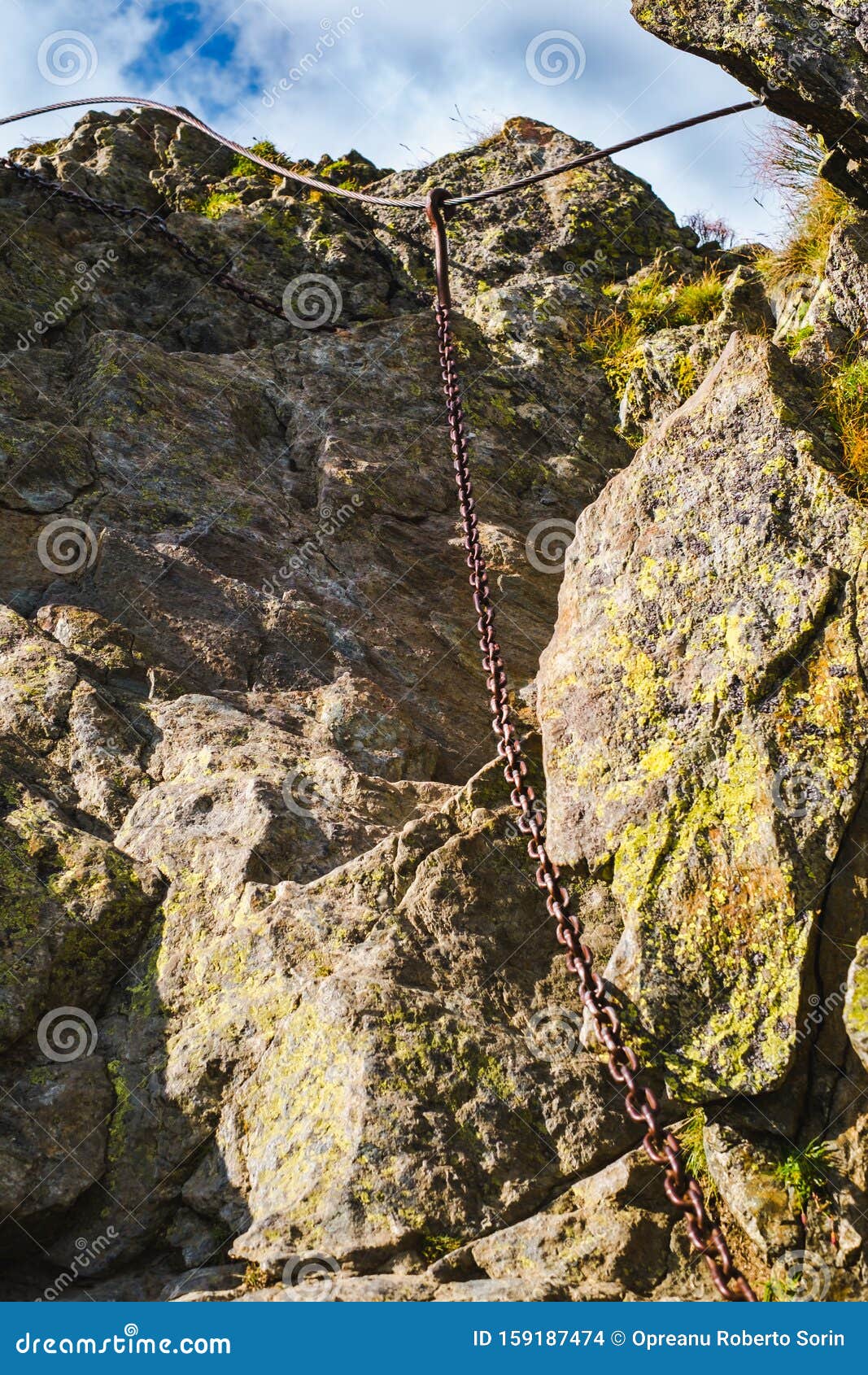 Mountain Passes with Chains and Cables Stock Photo - Image of cloud ...