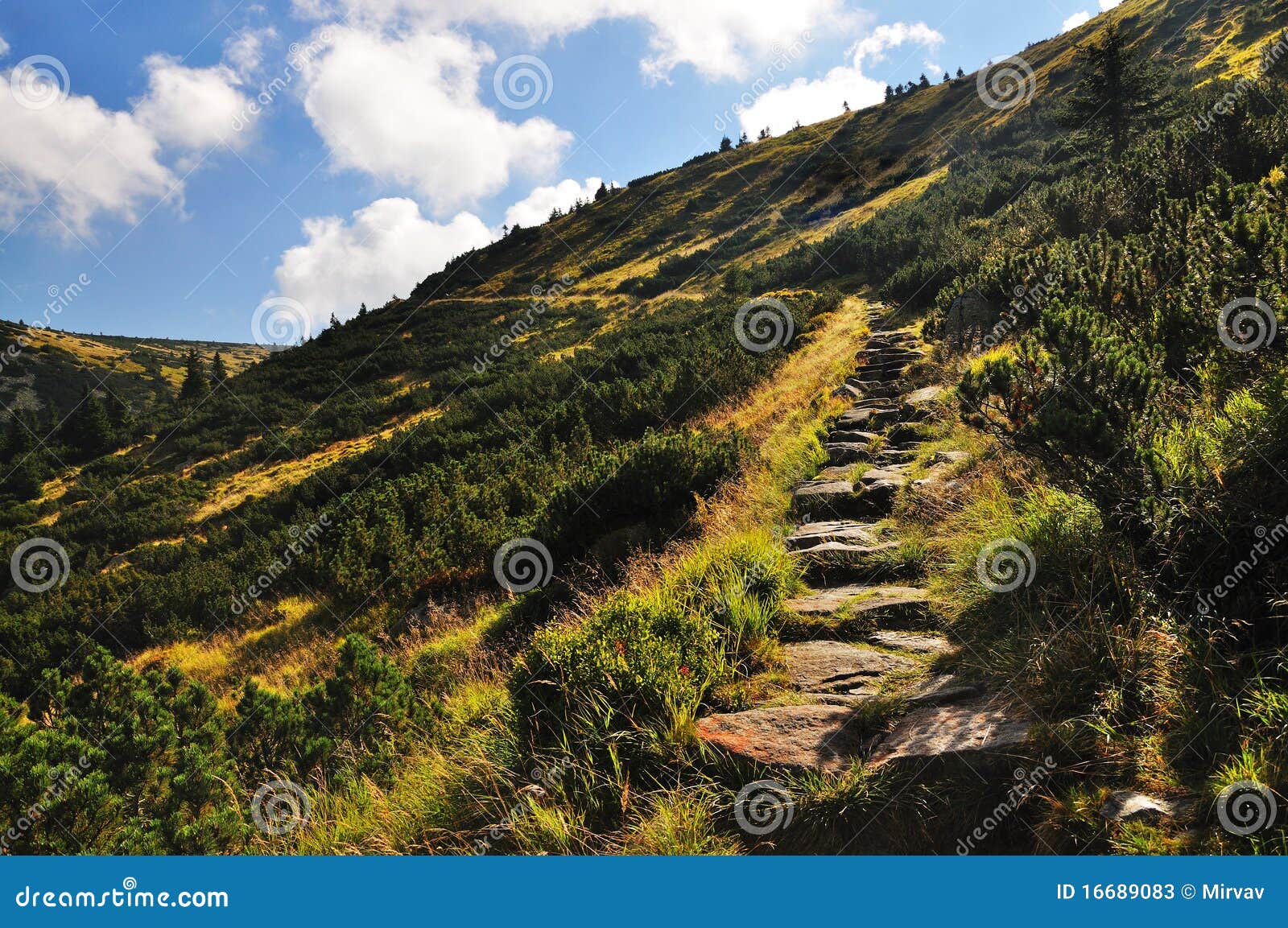Mountain path stock image. Image of path, extreme, clouds - 16689083
