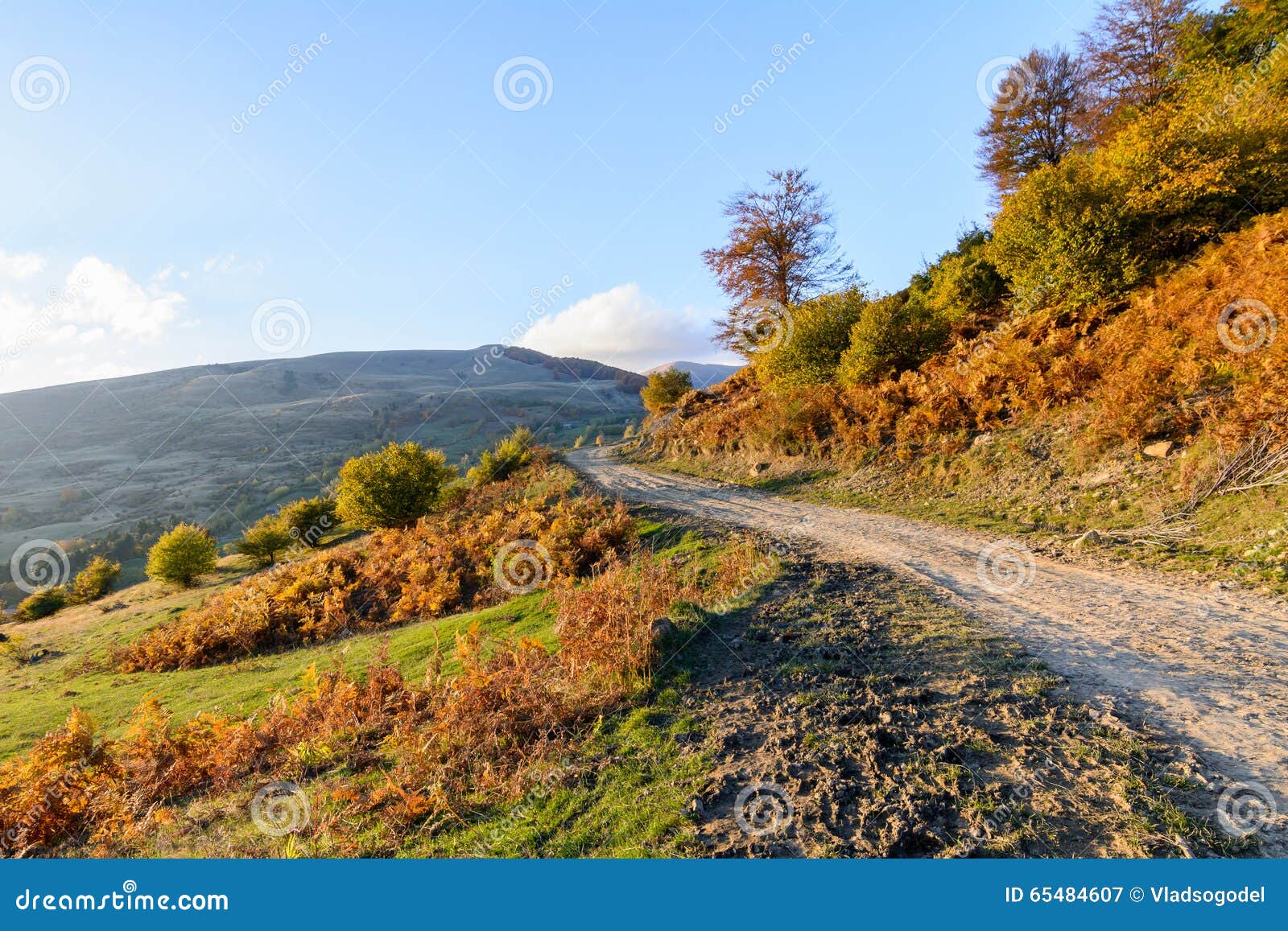 Mountain Path in Autumn Landscape. Panoramic View Over Mountain Stock ...
