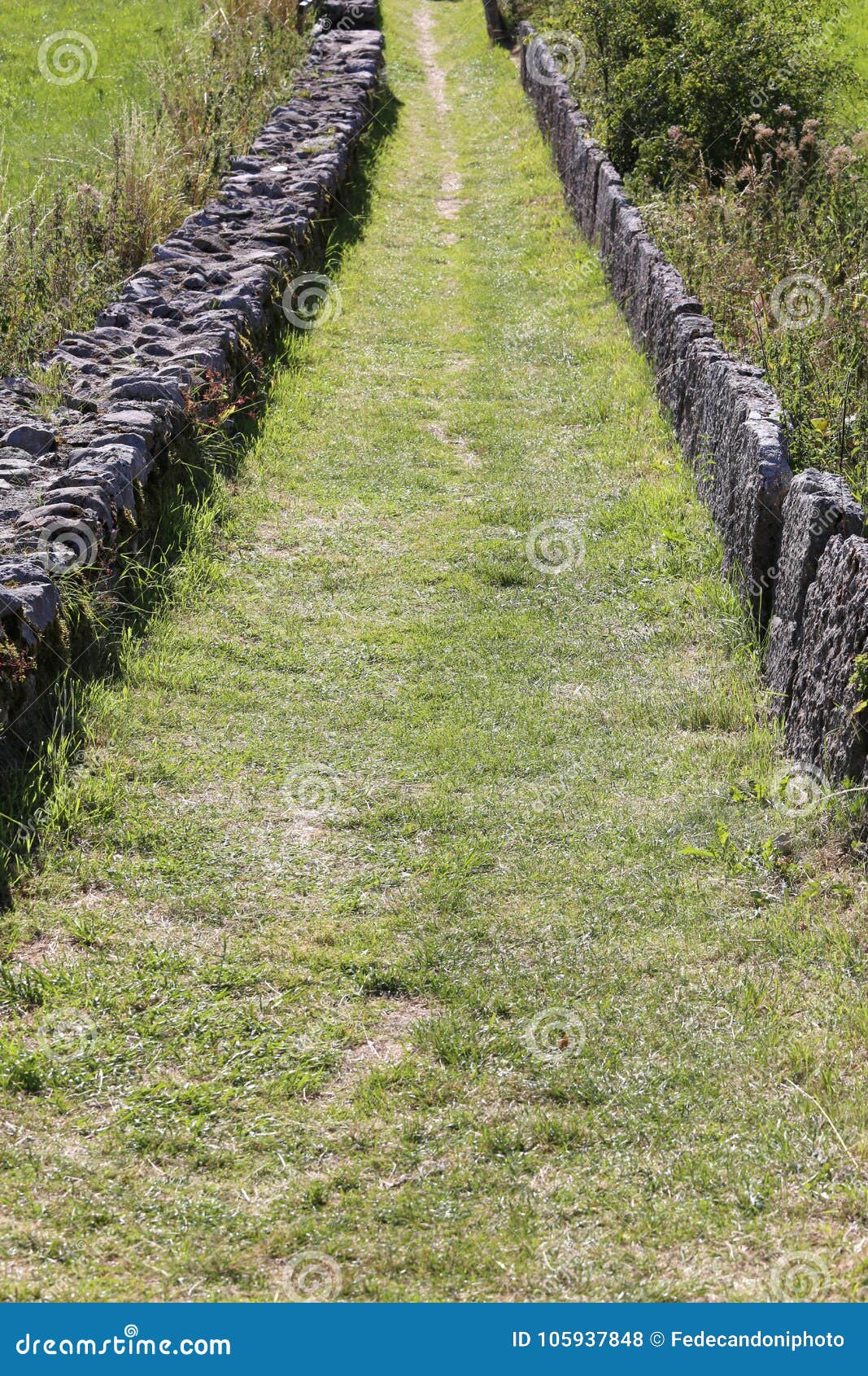 Mountain Path Bordered by Stone Slab Stock Photo - Image of infinity ...