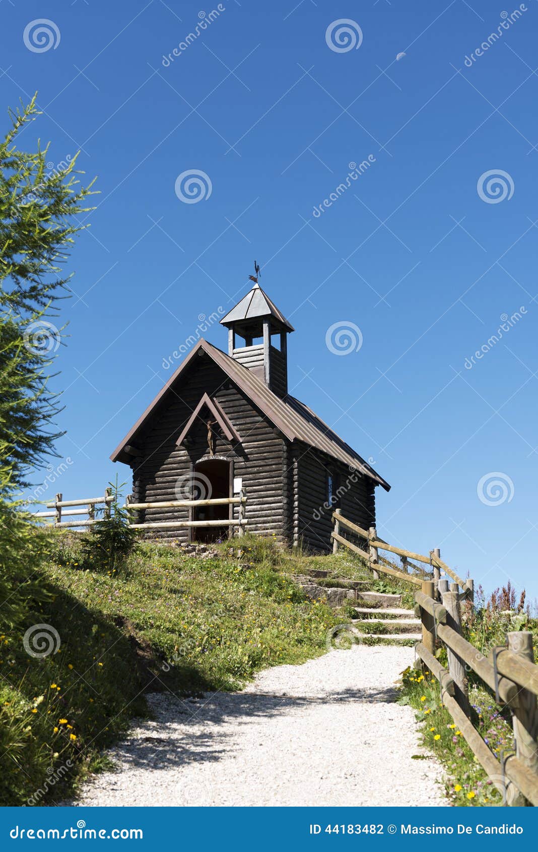 Mountain path and church stock photo. Image of alps, trekking - 44183482