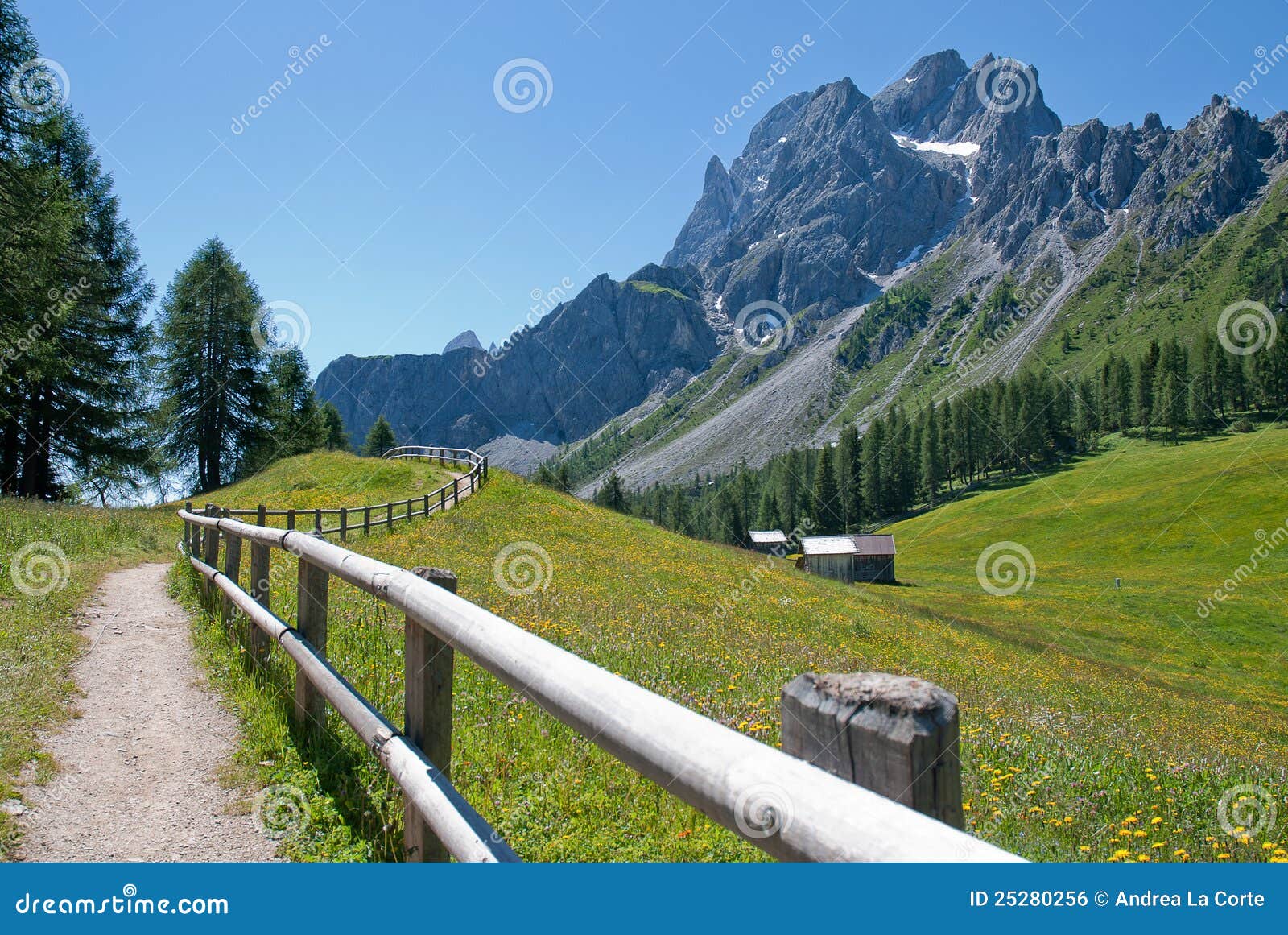Mountain path and fence stock photo. Image of alps, landscape - 25280256