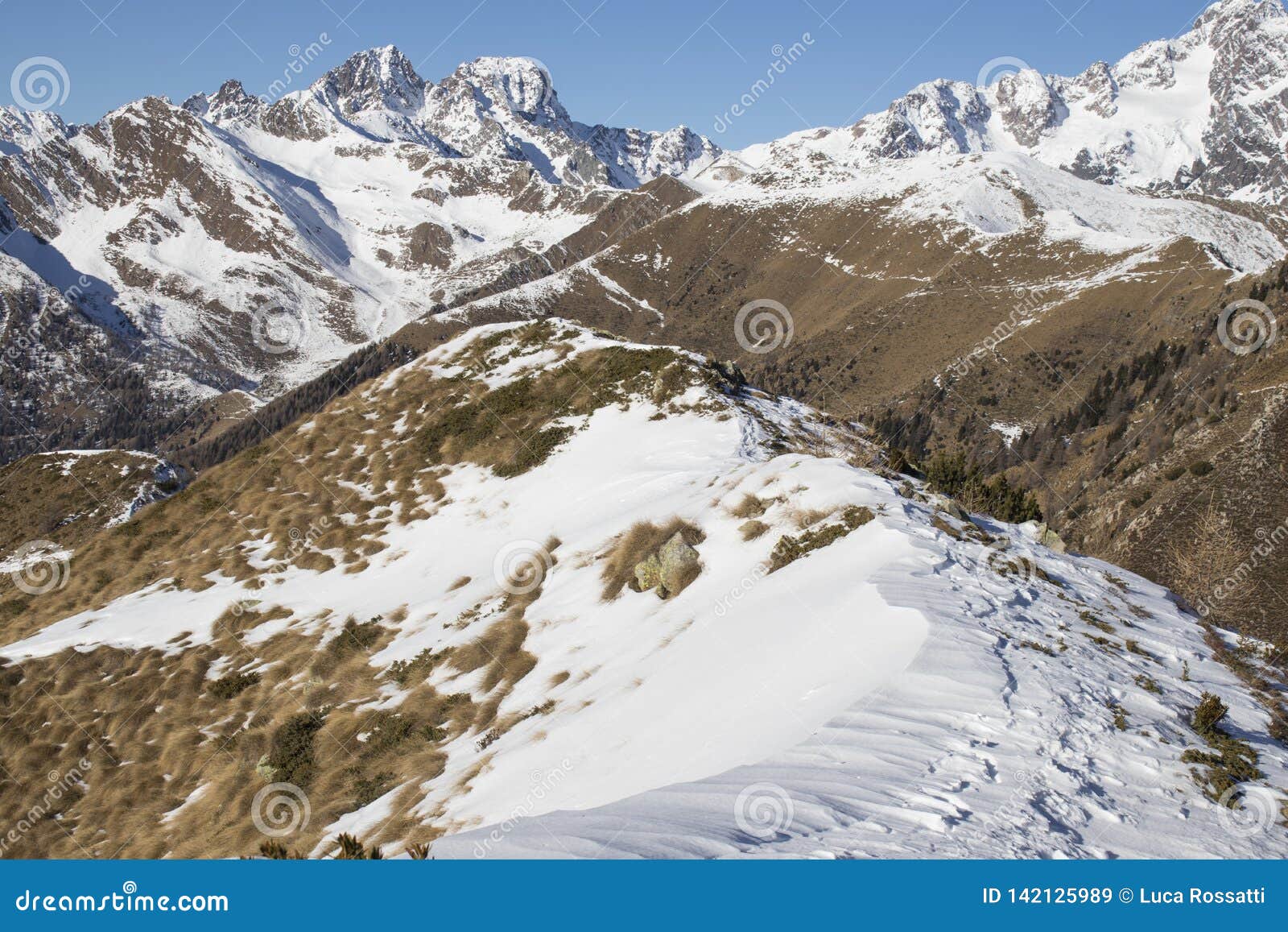 Mountain Pathway during Winter with Snow Stock Image - Image of ...
