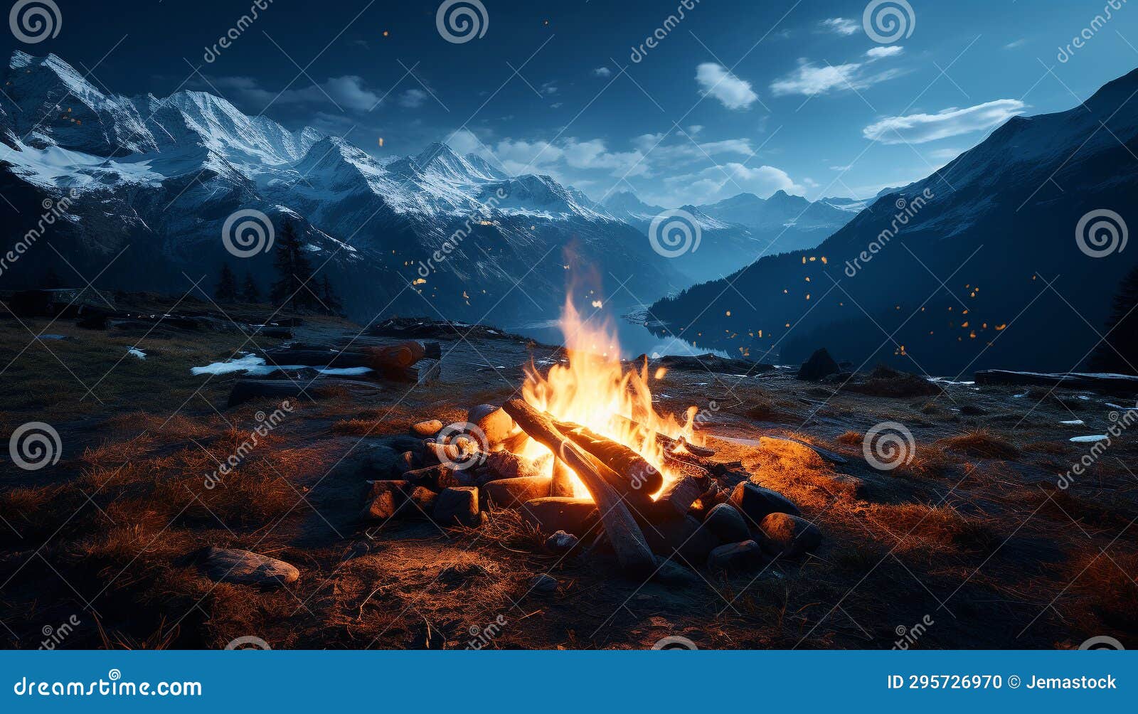 Mountain Peak Burning with Flame, Nature Fiery Beauty Generated by AI ...