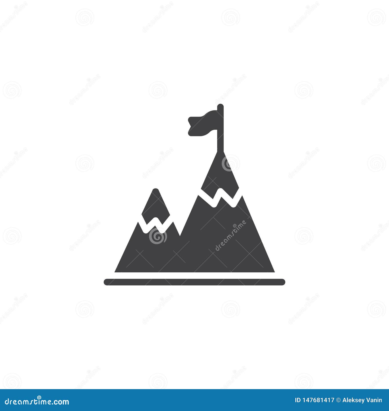 Mountain Peak with Flag Vector Icon Stock Vector - Illustration of ...